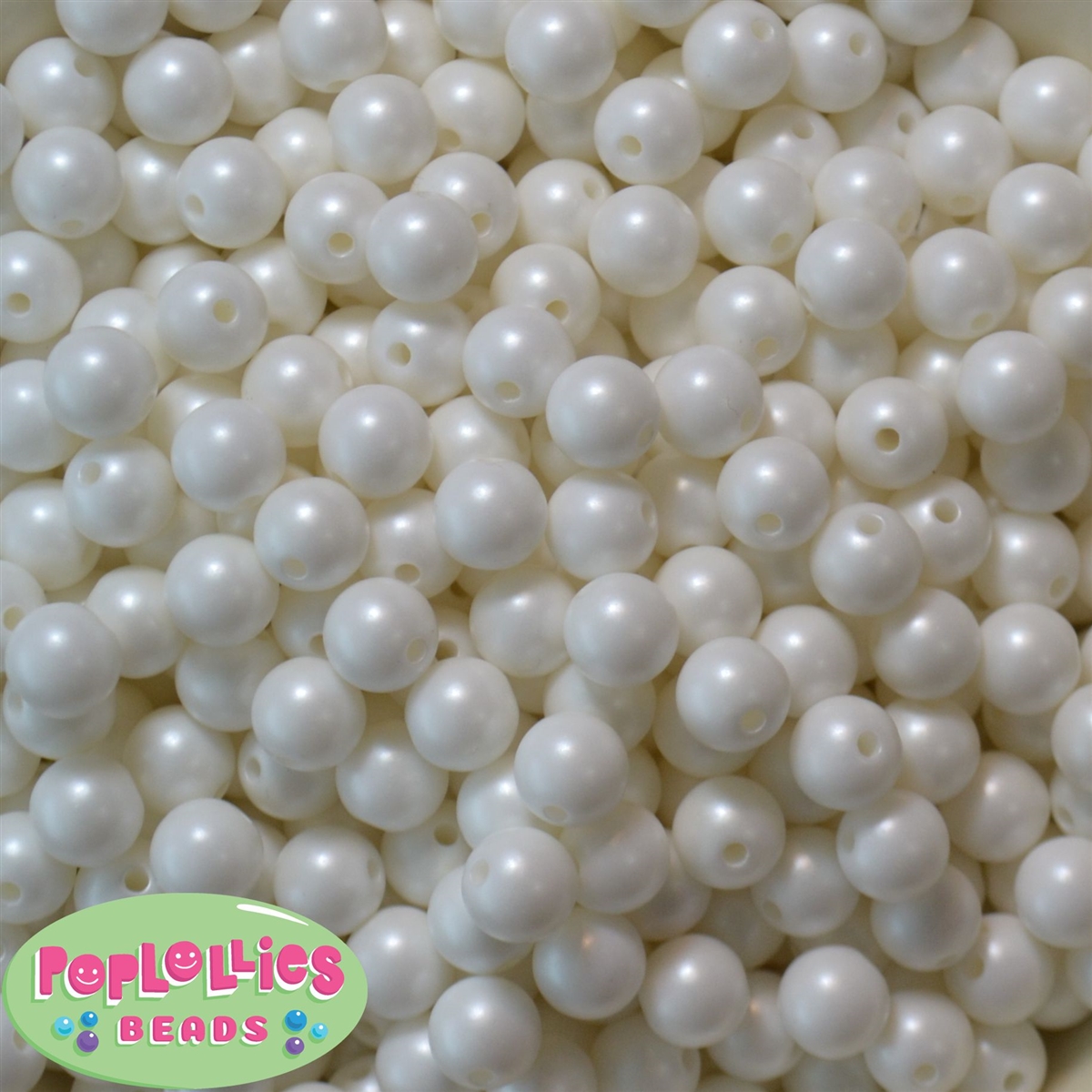 10mm White Acrylic Matte Pearl Beads sold in packages of 800 beads
