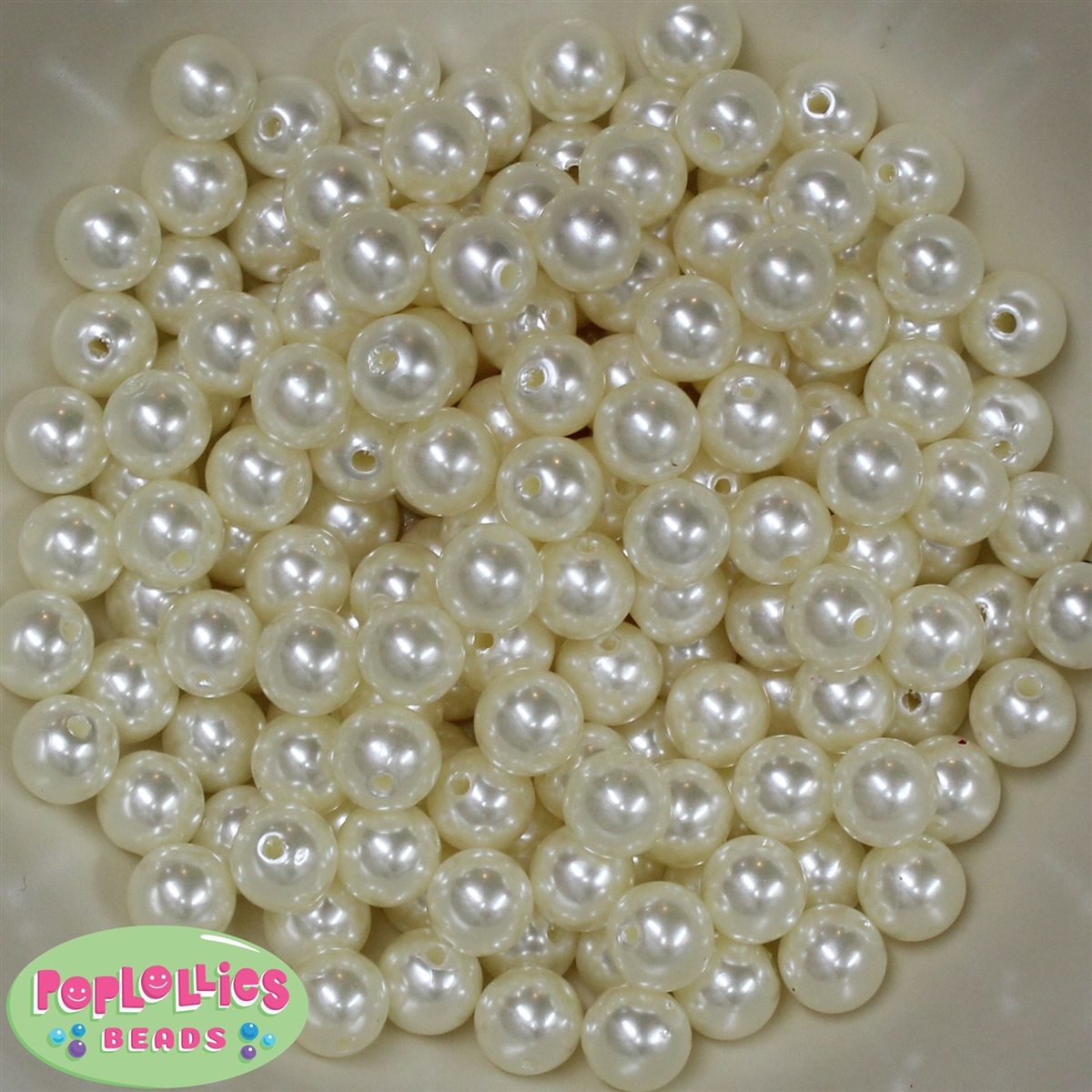 10mm Cream Faux Pearl Beads sold in packages of 50 beads