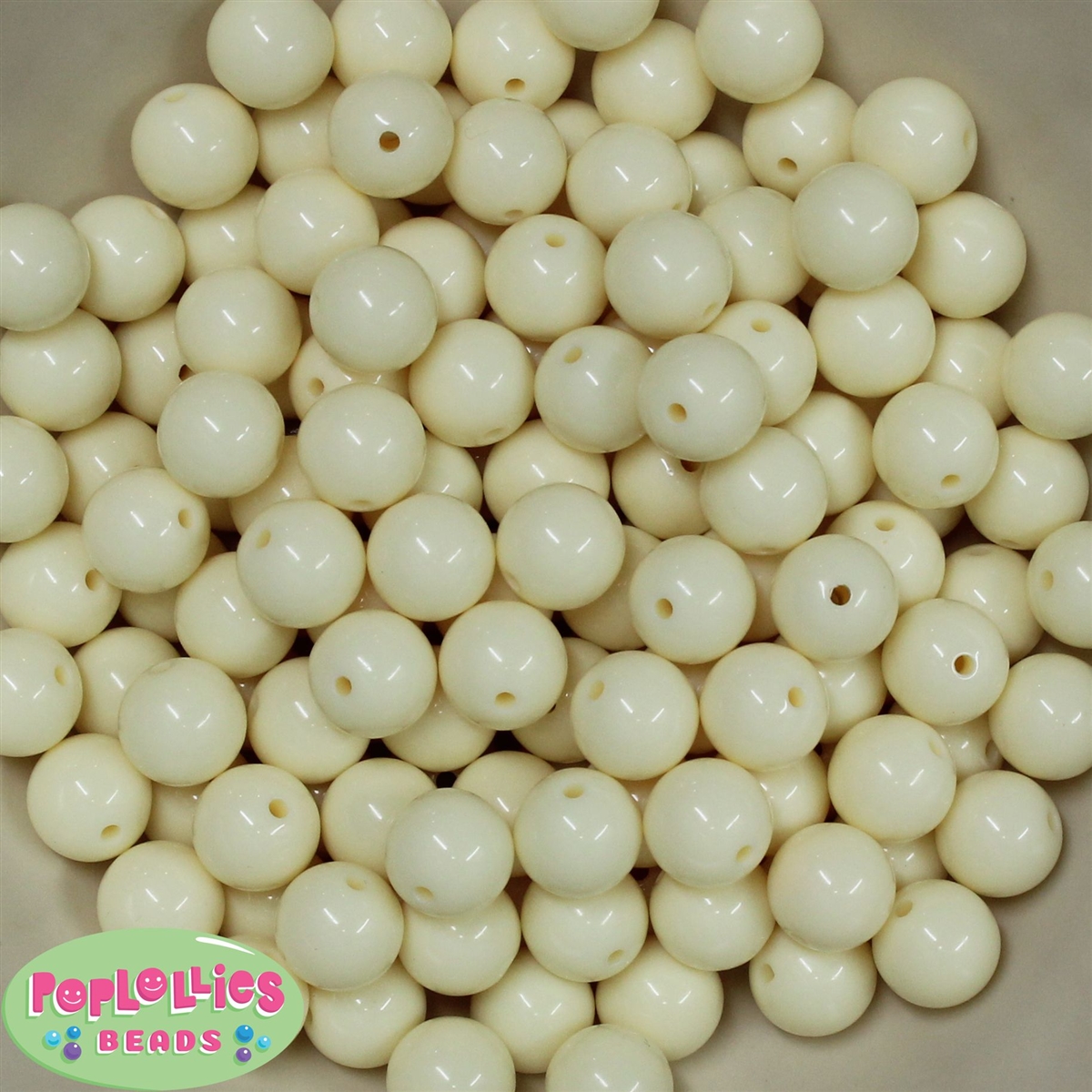 12mm Cream Acrylic Bubblegum Beads
